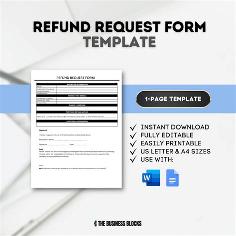 Refund Request Form Template Customizable Refund Policy Digital