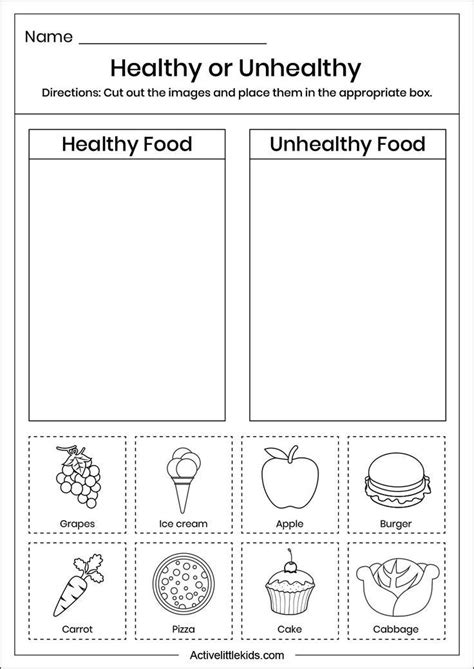 Healthy And Unhealthy Food Worksheet Artofit