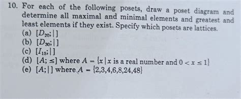 Solved 10 For Each Of The Following Posets Draw A Poset