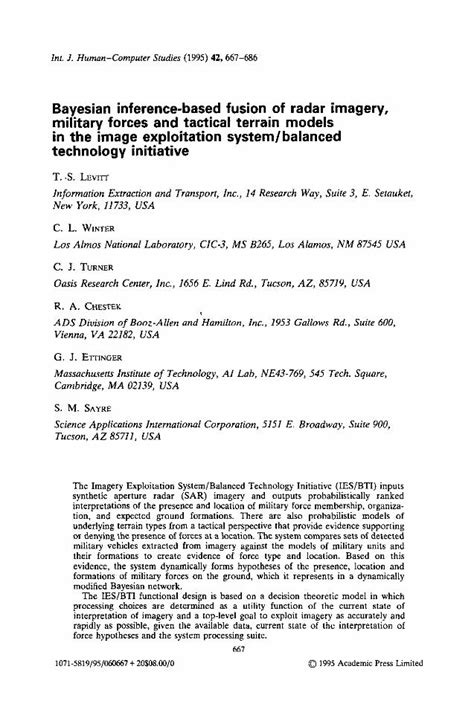 pdf bayesian inference based fusion of radar imagery military forces