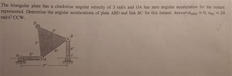 solved the triangular plate has a clockwise angular velocity
