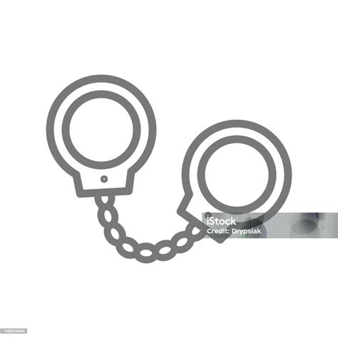 간단한 수 갑 Manacle 라인 아이콘 기호와 기호 벡터 일러스트 레이 션 디자인 흰색 배경에 고립 강도에 대한 스톡 벡터