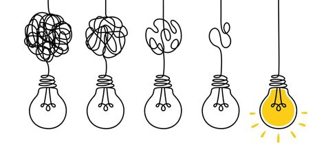 simplify complex process tangled scribble wires with light bulbs from