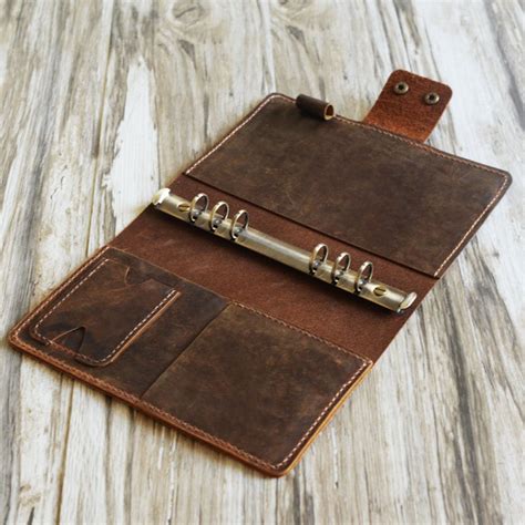 Personalized Leather Binder Cover A5 Binder 6 Rings Refillable