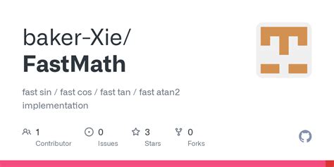 Github Baker Xiefastmath Fast Sin Fast Cos Fast Tan Fast