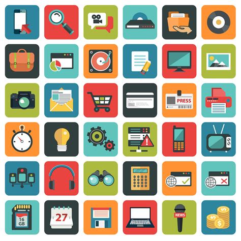Modern Flat Icons Vector Collection In Stylish Colors Of Web Design Objects Download Free