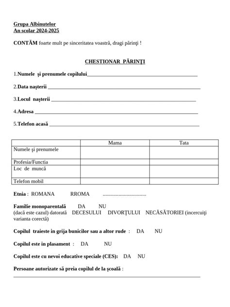 Chestionar Parinti Harnice 2016 Pdf