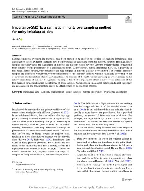 Importance Smote A Synthetic Minority Oversampling Method For Noisy