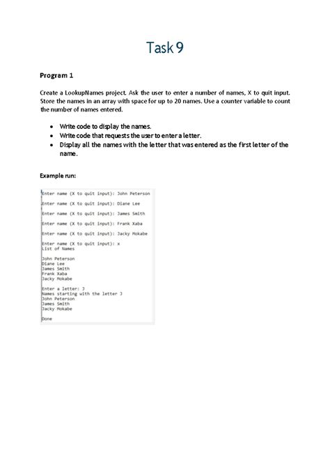 Cs101 Task 9 Lookupnames And Email Management Project Studocu