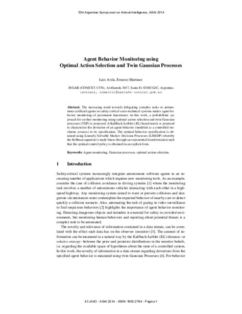 Pdf Agent Behavior Monitoring Using Optimal Action Selection And Twin