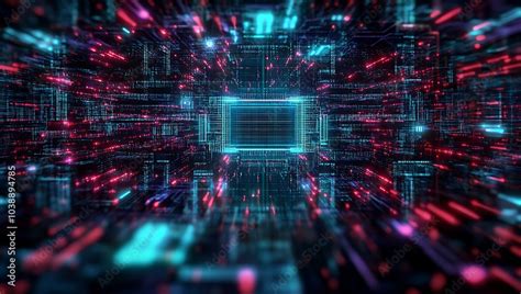 Flying Futuristic Central Processing Unit And Circuit Board Electronic