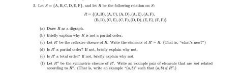 Solved Let S A B C D E F And Let R Be The Following Chegg