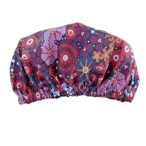 Shower Cap Red Flowers Laminated Cotton Shop
