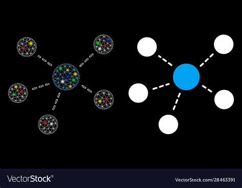 Flare Mesh 2d Connections Icon With Spots Vector Image