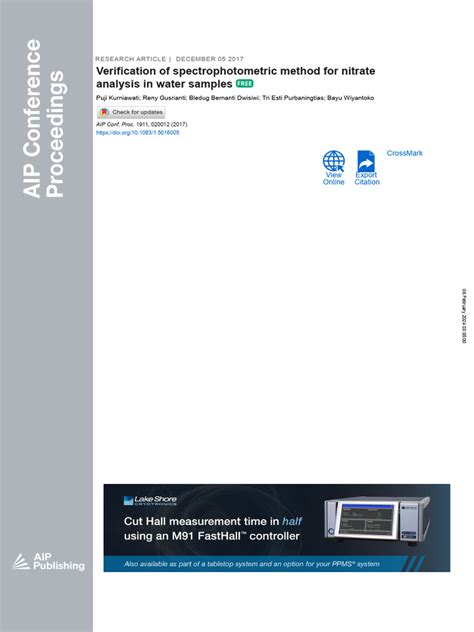 Nitrate By Spectrophotometryy Download Free Pdf Nitrate Detection Limit
