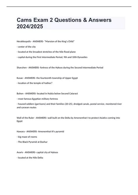 Cams Exam 2 Questions And Answers 2024 2025 Cams Stuvia Us