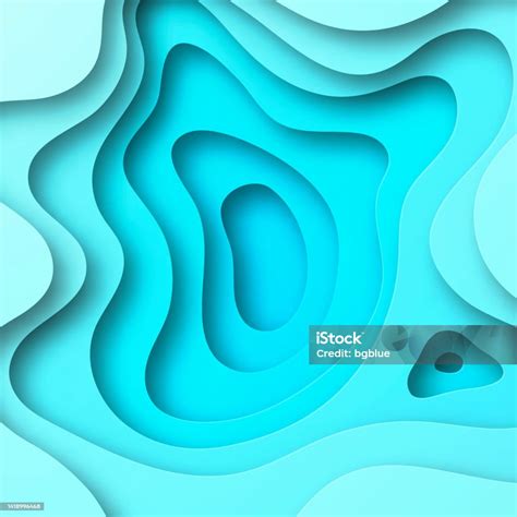 종이 컷 배경 파란색 추상파 모양 트렌디 한 3d 디자인 3차원 형태에 대한 스톡 벡터 아트 및 기타 이미지 3차원 형태 지형학 페이퍼커팅 Istock