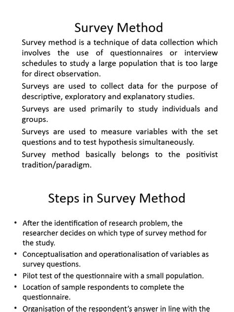 survey method pdf survey methodology questionnaire