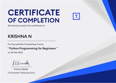 Krishna N On Linkedin Completed Course Of Python For Beginners