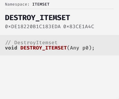 DestroyItemset FiveM Natives Cfx Re Docs