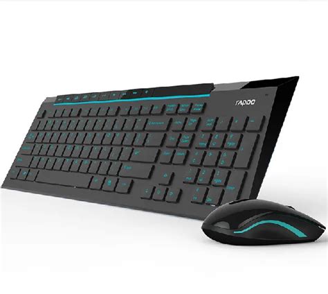 Rapoo 8200p Wireless Optics Keyboard And Mouse Rapoo Keyboard With Blue Backlit Wireless Mouse In