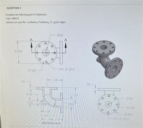 Solved Question 1 Complete The Following Part In Solidworks