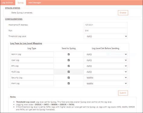 syslog accops hysecure 5 4 knowledge center