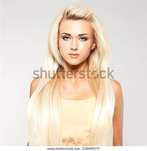 Beautiful Woman Long Straight Blond Hair Stock Photo Shutterstock