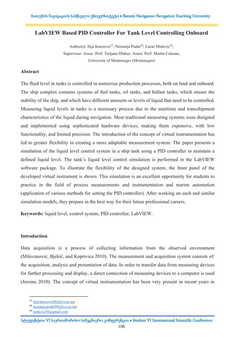 Pdf Labview Based Pid Controller For Tank Level Controlling Onboard