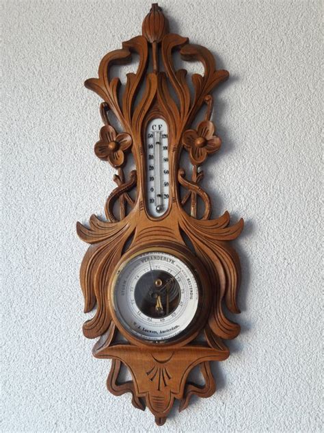 Tulip Barometer Aneroid Walnut Glass Brass Catawiki