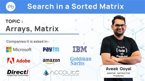 Commonly Asked Interview Question Search In Sorted Matrix Youtube
