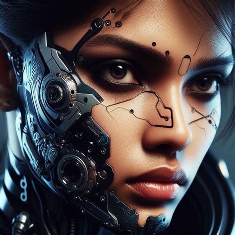 Premium Photo Realistic Portrait Of A Scifi Cyberpunk Girl Hightech