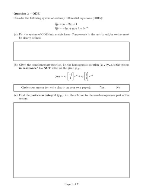 Ode Pde Questions Pdf Ordinary Differential Equation Applied And