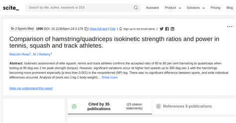 Comparison Of Hamstringquadriceps Isokinetic Strength Ratios And Power In Tennis Squash And
