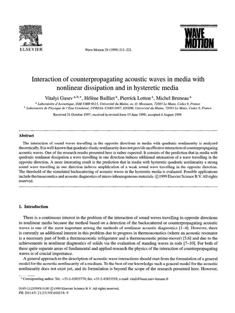 Pdf Interaction Of Counterpropagating Acoustic Waves In Media With Nonlinear Dissipation And