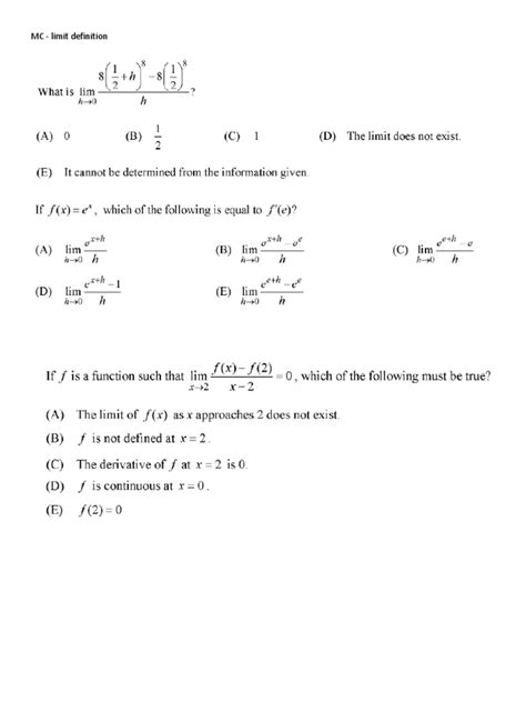 Ap Calculus Bc Mc Limit Definition Pdf
