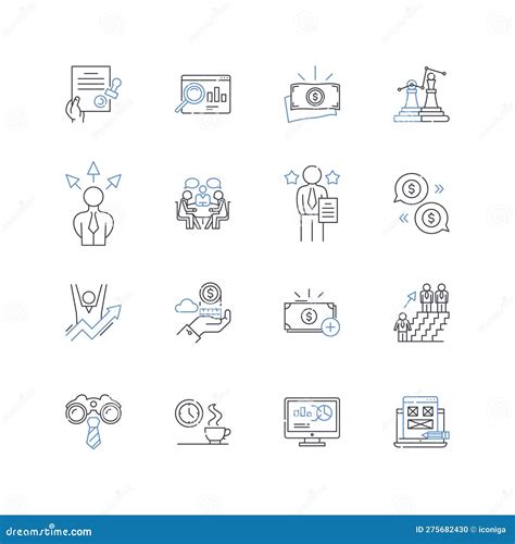 Corporate Operation Line Icons Collection Management Governance Efficiency Productivity