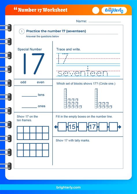 Number 17 Worksheets For Kindergarten