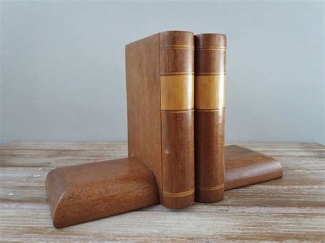 Wooden Bookends Vintage Bookends Woodwork T For Book Lover Etsy