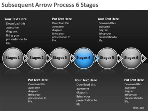 Subsequent Arrow Process Stages Vision Flowchart Templates PowerPoint