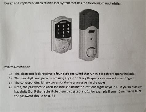 Solved Design And Implement An Electronic Lock System That