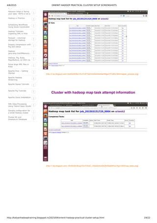 Orienit Hadoop Practical Cluster Setup Screenshots PDF