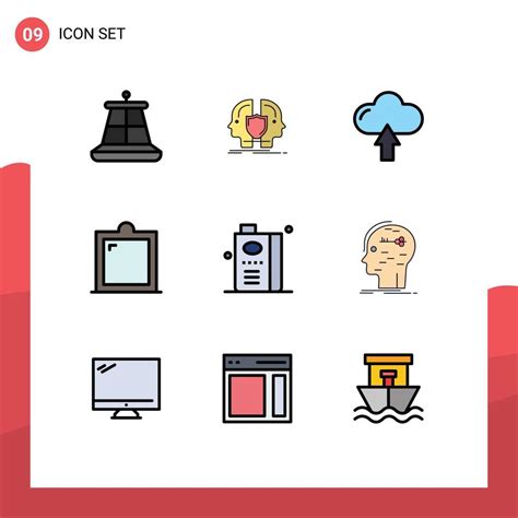 Universal Icon Symbols Group Of 9 Modern Filledline Flat Colors Of Drink Window Cloud Interior