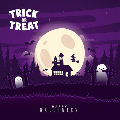 실루엣 배경 평면 디자인 손으로 그린 할로윈 밤 달 프리미엄 벡터