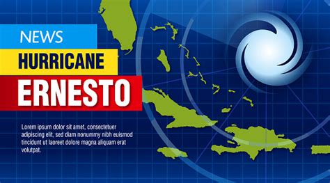 허리케인 Ernesto 개념 웹 배너 템플릿 뉴스 배경 레이더 디자인 중앙 아메리카지도와 허리케인 아이콘 허리케인에 대한 스톡