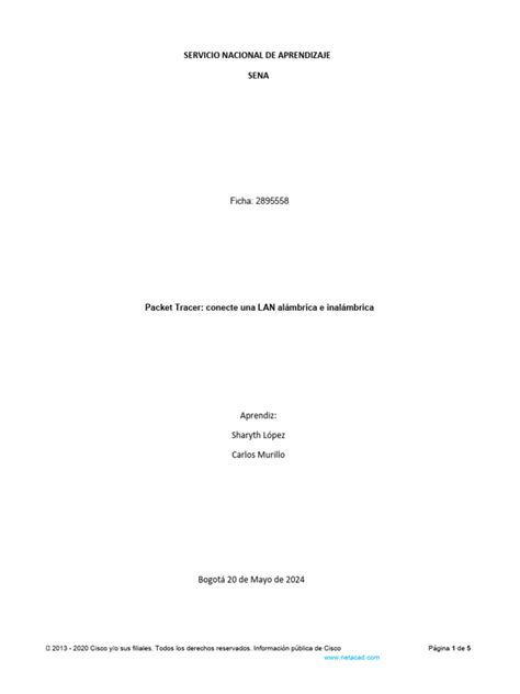 4 6 5 Packet Tracer Connect A Wired And Wireless Lan Es Xl Pdf Enrutador Computación