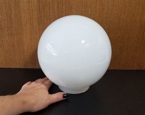 Large 8 Inch White Replacement Globe 3 78 Inch Fitter Round Glass