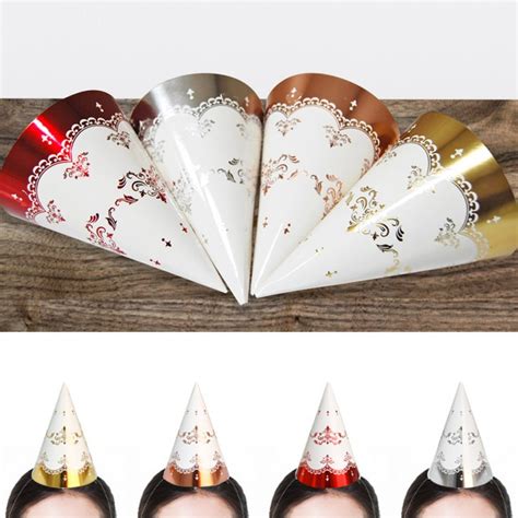 선물데이 클래식고깔모자 메탈릭 6개입 생일파티 테이블용품