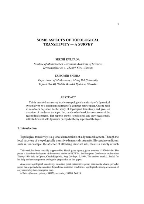 Pdf Some Aspects Of Topological Transitivity A Survey