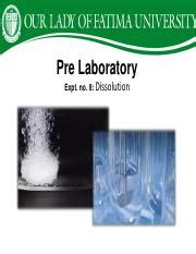 Pre Lab Ex 8 Dissolution Pdf OUR LADY OF FATIMA UNIVERSITY Antipolo City Campus Pre Laboratory